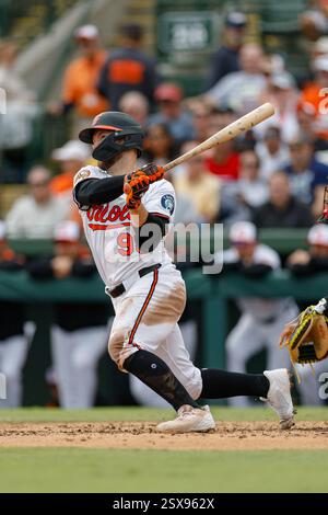 Baltimore Orioles catcher Maverick Handley, making his MLB debut ...