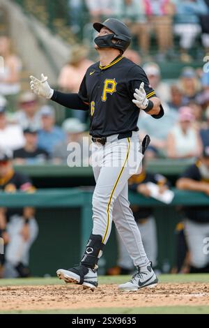 Pittsburgh Pirates Matt Gorski (76) throwing during an MLB Spring ...