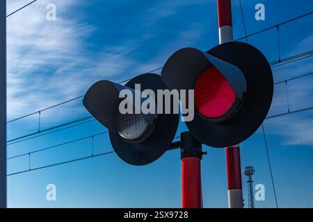 Tank crossing sign with warning lights of military vehicles, tanks ...