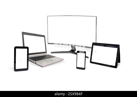 E-commerce concept Desktop mockup with blank white paper card, mini ...