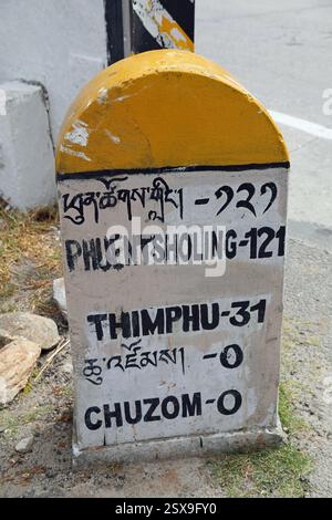 Old road sign in Bhutan Stock Photo - Alamy