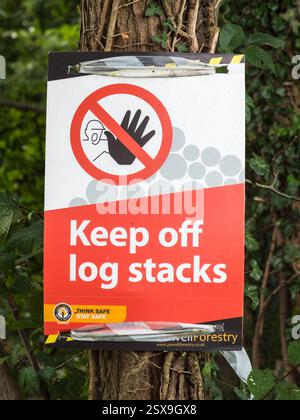 Keep off log stacks sign, UK Stock Photo - Alamy