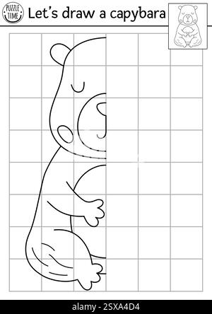 Complete the capybara. Vector capibara symmetrical drawing and tracing ...