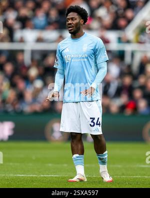 Ola Aina of Nottingham Forest on the ball during the Premier League ...