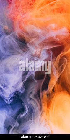 Color vapor. Ink shot. Blue curl pigment underwater dissolve. Haze ...