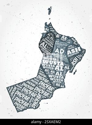 Oman text style regions. Country region names word clouds in Arabic ...