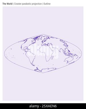 Vector world map. Craster parabolic projection. Plain world ...