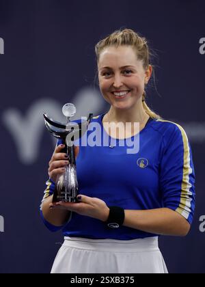Winner Gabriela Knutson of Czech Republic reacts during the match ...