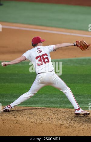 Arkansas pitcher Parker Coil (36) throws against North Dakota State ...
