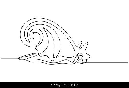 Continuous one line drawing of sea shell. Simple illustration of shell ...