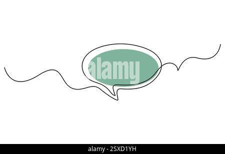 Continuous line drawing of speech bubble. One line drawing background ...