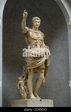 Rome. Italy. Augustus of Prima Porta, marble statue of Roman Emperor ...