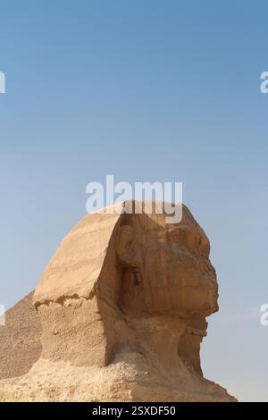 Close-up of the Great Pyramid and Sphinx of Giza; Giza, Cairo, Egypt ...