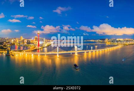 Aerial Photography of the Night Scene of Macau City, China Stock Photo ...