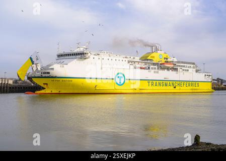Transmancheferries Seven Sisters cross channel ferry arriving into ...