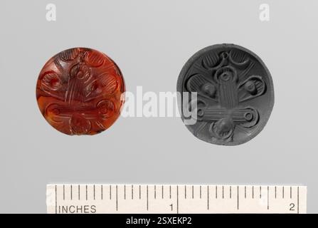 A carnelian lentoid gemstone from the Minoan civilization, dating to ...
