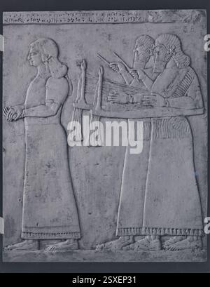 A cast of relief depicting musicians from the 7th-century BCE Assyrian ...
