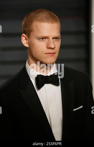 Lucas Hedges arrives at the Vanity Fair Oscar Party on Monday, Feb. 27 ...