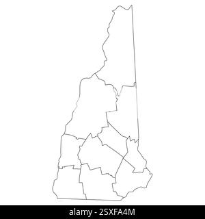 New Hampshire, NH - detailed political map of US state. Administrative ...