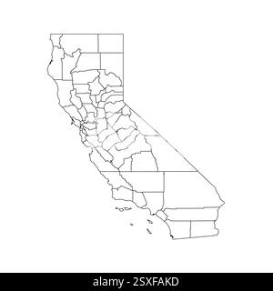 California, CA - detailed political map of US state. Administrative map ...