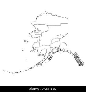 Alaska, AK - detailed political map of US state. Administrative map ...