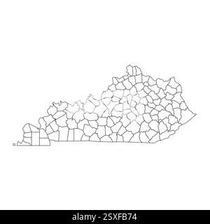 Kentucky, KY - detailed political map of US state. Administrative map ...