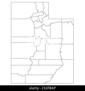 Utah, UT - detailed political map of US state. Administrative map ...