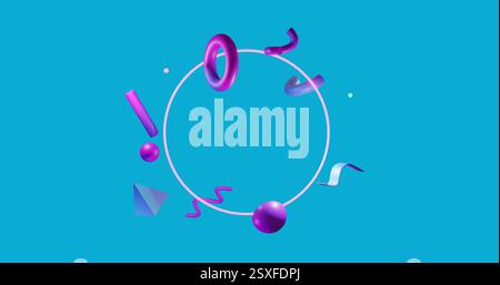 Image of shapes moving over circle Stock Photo - Alamy