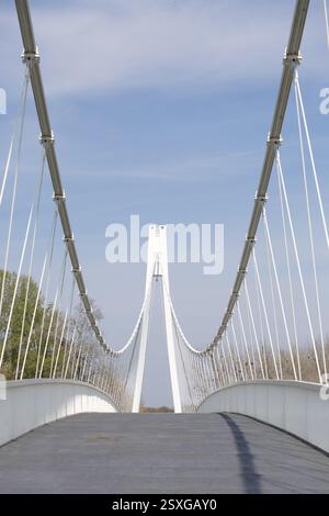 Aerial view of the famous Osijek pedestrian bridge, which is currently ...
