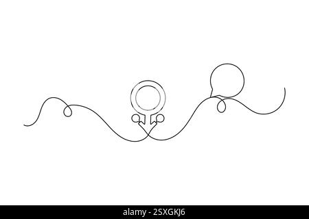 Female gender symbol one line art with minimalist isolated outline ...