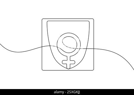 Female gender symbol one line art with minimalist isolated outline ...