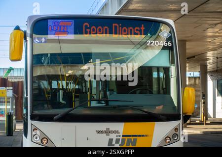 De Lijn bus stop at the railway station of Bruges, West Flanders ...