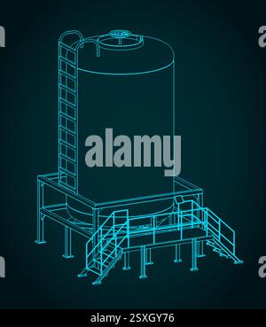 Stylized vector illustration of drawings of storage tank Stock Vector ...