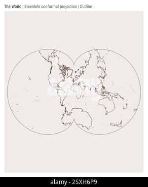 Map of the World. Eisenlohr conformal projection. Futuristic ...
