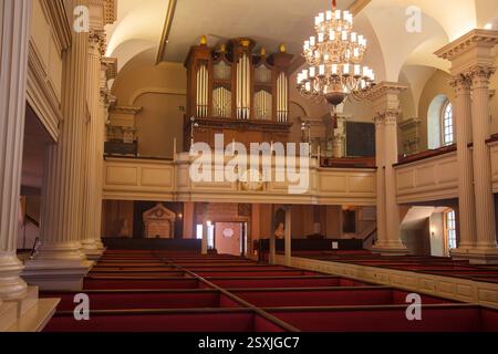 Inside historical Kings chapel national historical landmark with its ...