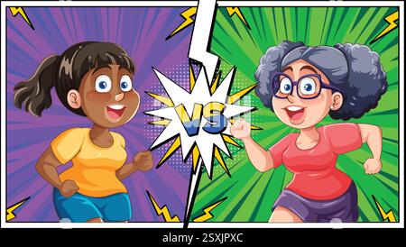 Two characters face off in a vibrant duel Stock Vector Image & Art - Alamy