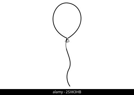 Continuous line drawing of a floating balloon artistic vector outline ...