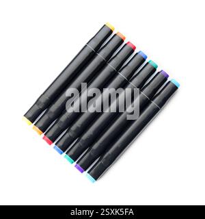 Colorful double sided markers isolated on white Stock Photo - Alamy