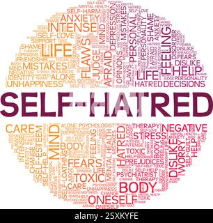 Self-hatred vector illustration word cloud isolated on a white ...