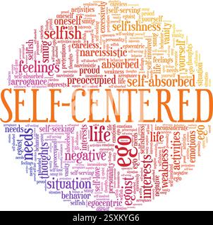 Self-centered vector illustration word cloud isolated on a white ...