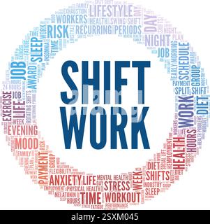 Shift Work vector illustration word cloud isolated on a white ...