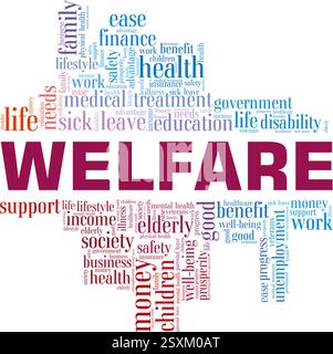 Welfare vector illustration word cloud isolated on a white background ...