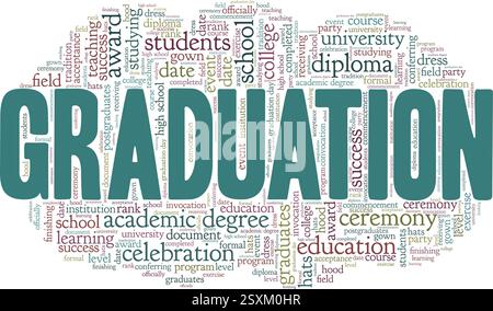 Graduation vector illustration word cloud isolated on a white ...