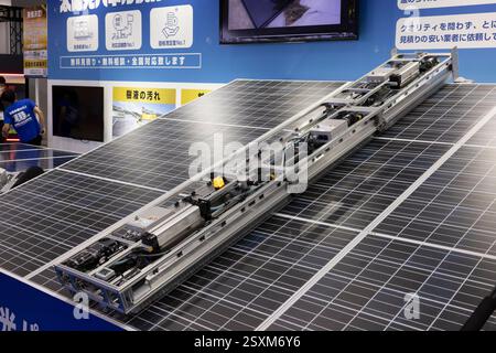 February 19, 2025, Tokyo, Japan: Solar panels on display at Smart ...