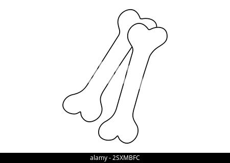 Dog bone continuous single line drawing animal paw icon outline vector ...