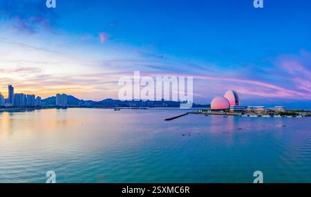 Night aerial view of Zhuhai Grand Theatre in Guangdong Province, China ...
