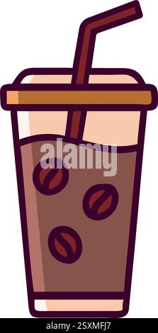 Coffee culture iced latte cup icon Stock Vector Image & Art - Alamy