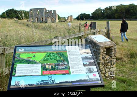 Entrance to Greyfriars friary ruins in Dunwich village on the Suffolk ...