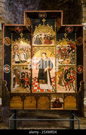 Retable of San Esteban, temple painting on panel, 15th century, church ...