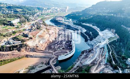 Workers work at the construction site of Qingyukou Reservoir in ...